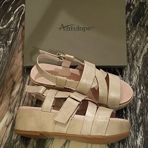 Antelope | Shoes | Antelope Double Vel Metallic Tan Sandals | Poshmark